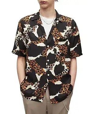 Buy All Saints Concorde Abstract Leopard Print Relaxed Fit Button Down ...