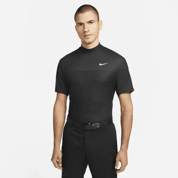 Nike Dri-Fit Adv Tiger Woods Mock-Neck Golf Polo Black