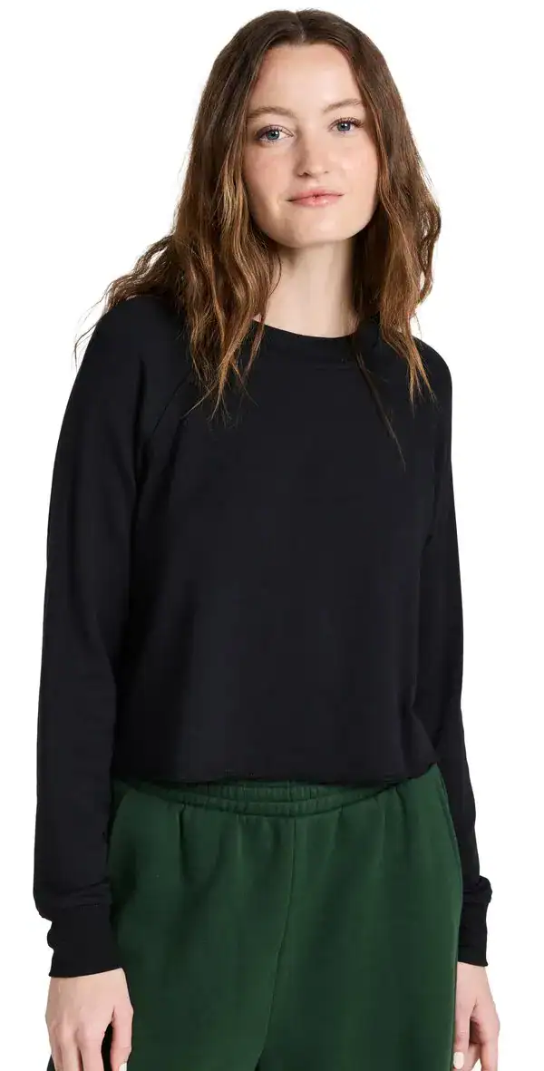 Splits59 Warm Up Crop Fleece Sweatshirt In Black 30% Off
