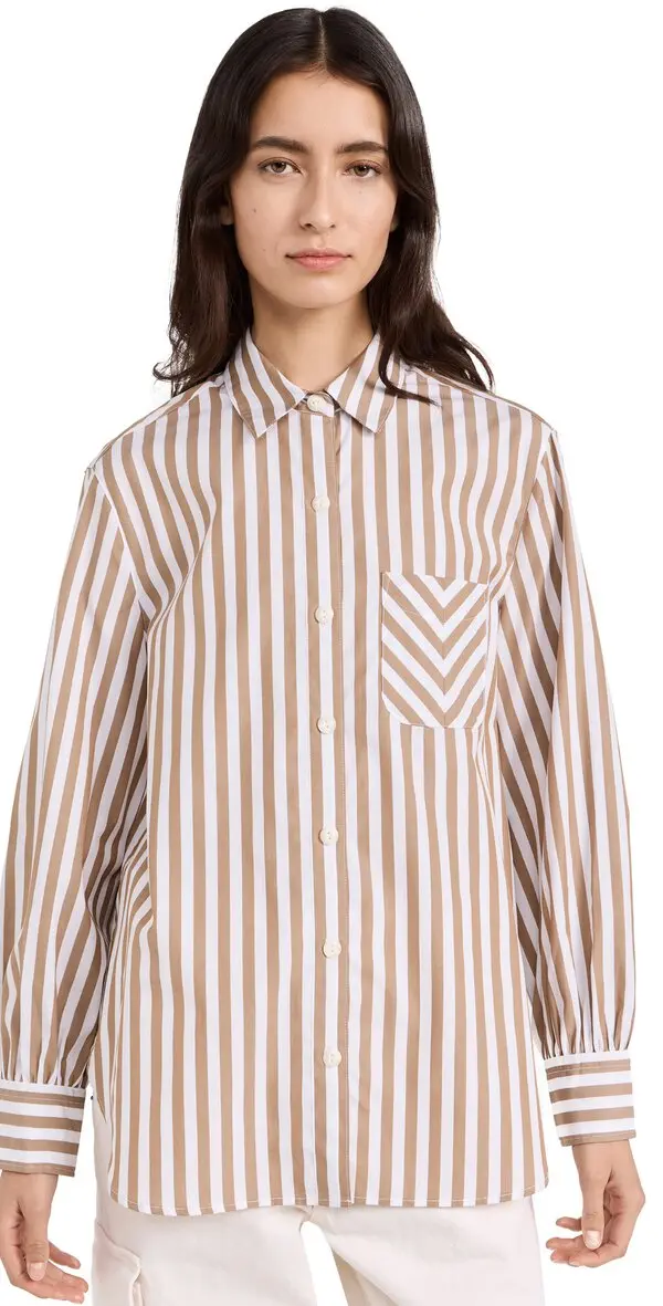 Rag & Bone Maxine Button Down Shirt - Brown Stripe