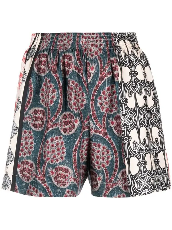 Erika Cavallini Silk Graphic-print Shorts - Blue