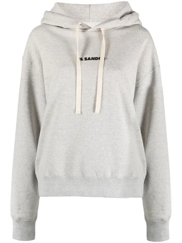 JIL SANDER Logo-print Hoodie - Grey