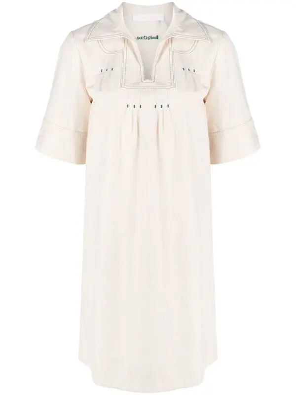 See By Chloé Short-sleeve Embroidered Minidress