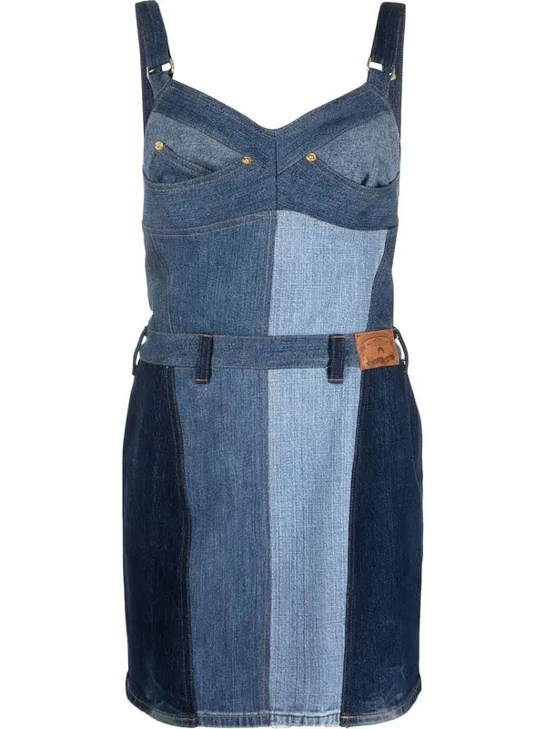MARINE SERRE Regenerated Denim Minidress - Blue
