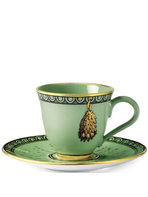 Gucci Odissey-print Tea Cup And Saucer Set - Green | Editorialist