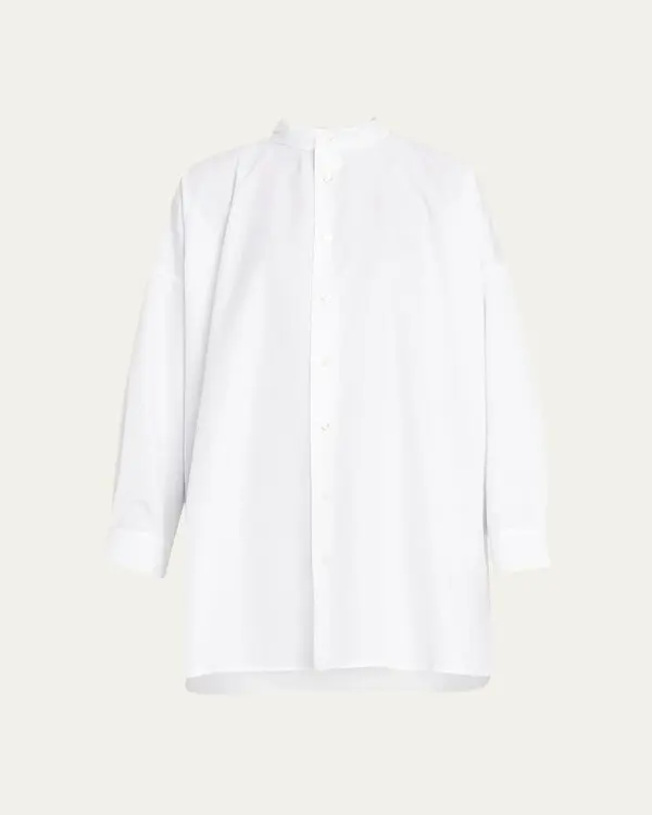 Eskandar Cotton Poplin A-line Shirt - White