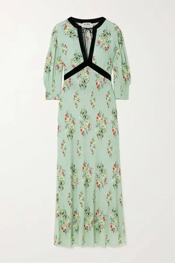 rixo green floral dress Amina Midi Dress in Green City Floral Olive