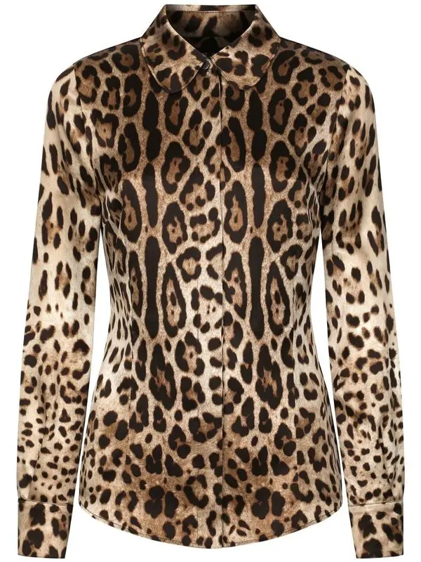 Dolce & Gabbana Leopard-print Silk Shirt - Brown