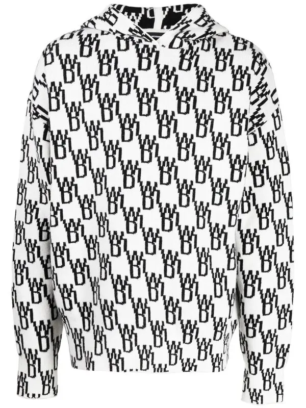 We11Done Monogram Knitted Hoodie