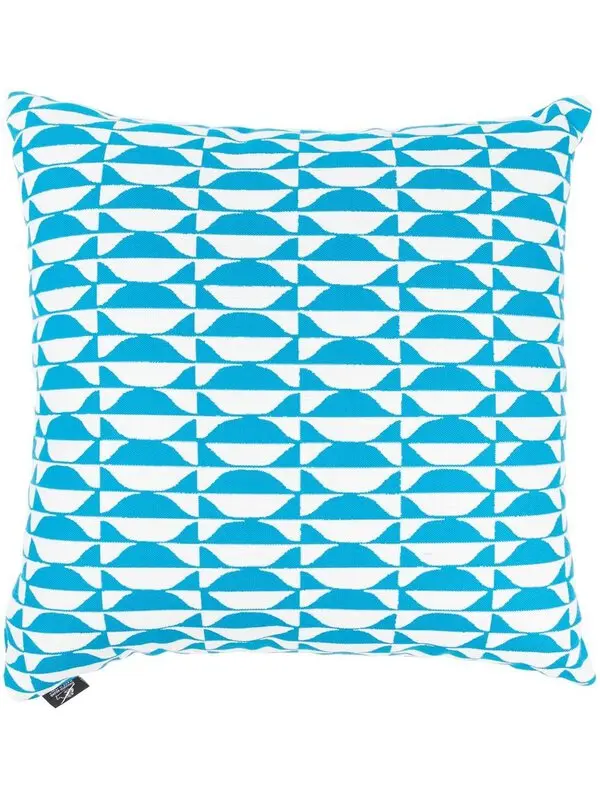 FORNASETTI Graphic-print Cotton Cushion - Blue