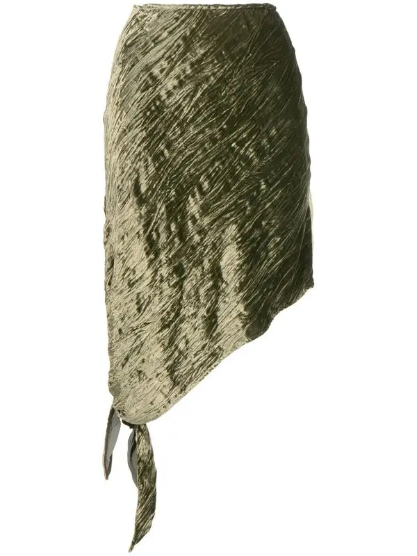 PETAR PETROV Crinkle-finish Asymmetric Mini Skirt - Green
