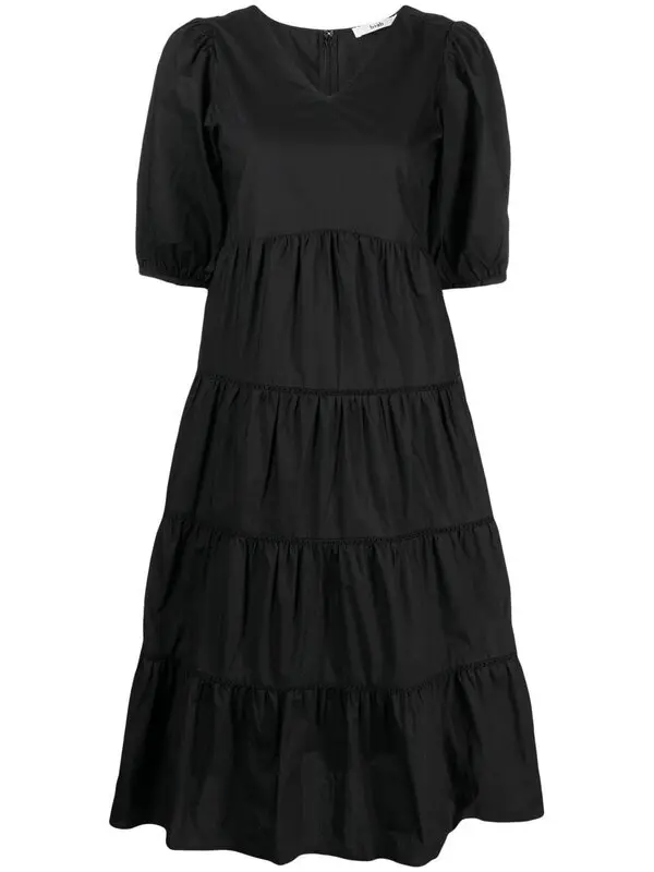 black empire line midi dress Linen Maxi Vintage Dress