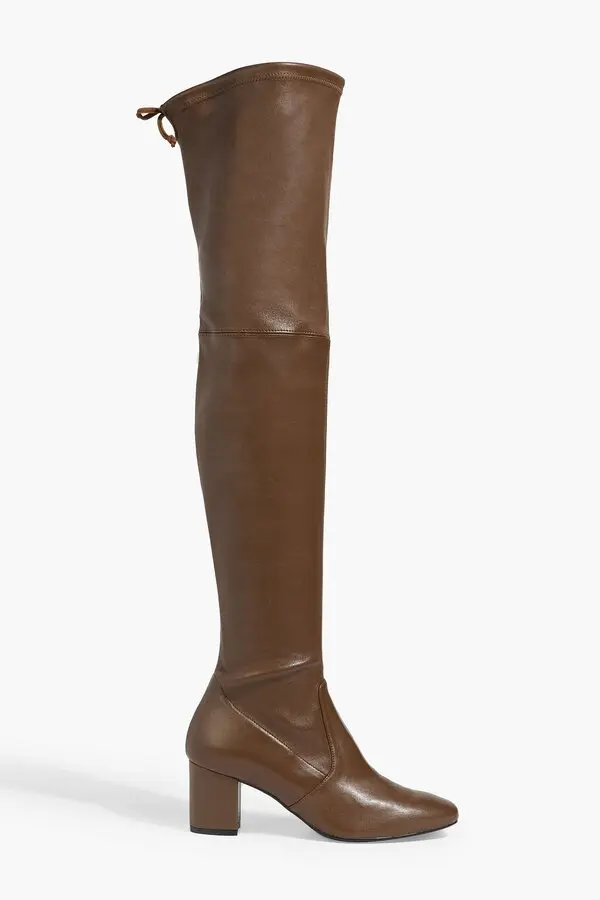 STUART WEITZMAN Genna 60 City Glossed-leather Thigh Boots - Brown