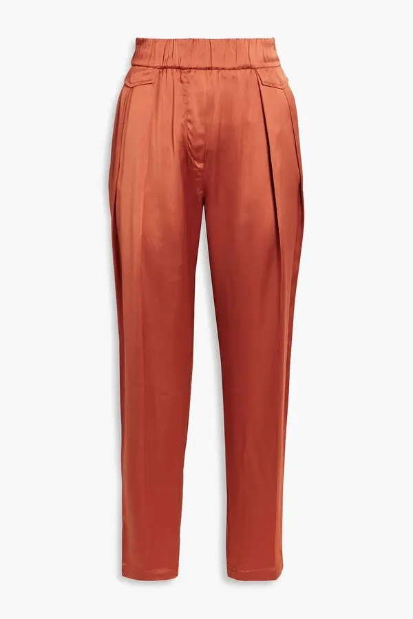 Fabiana Filippi Pleated Charmeuse Tapered Pants