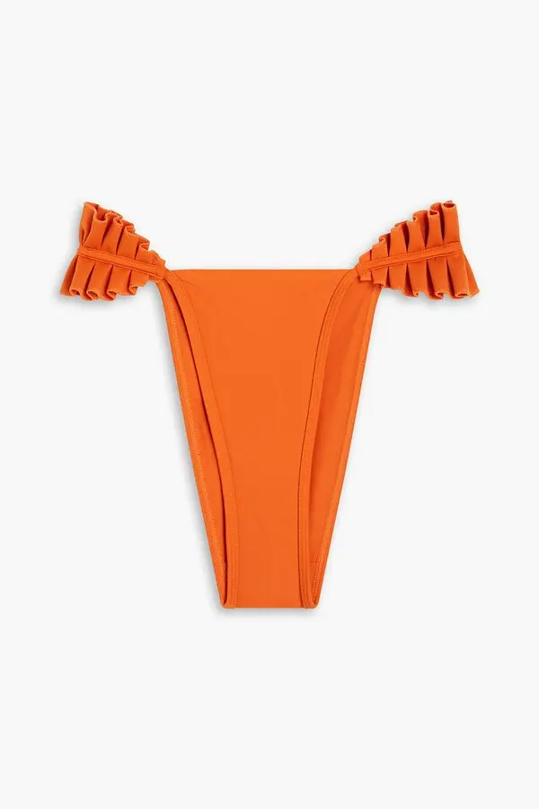 Buy ANDREA IYAMAH Mulan Ruffled High-rise Bikini Briefs Xxl - Orange At ...