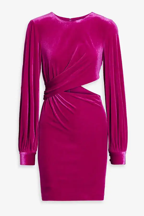 One33 Social Cutout Draped Velvet Mini Dress In Fuchsia 60% Off
