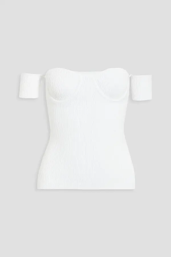 Helmut Lang Off-the-shoulder Ribbed-knit Top
