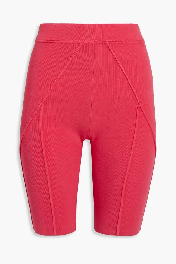 Helmut Lang Ribbed-knit High-rise Shorts - Fuchsia