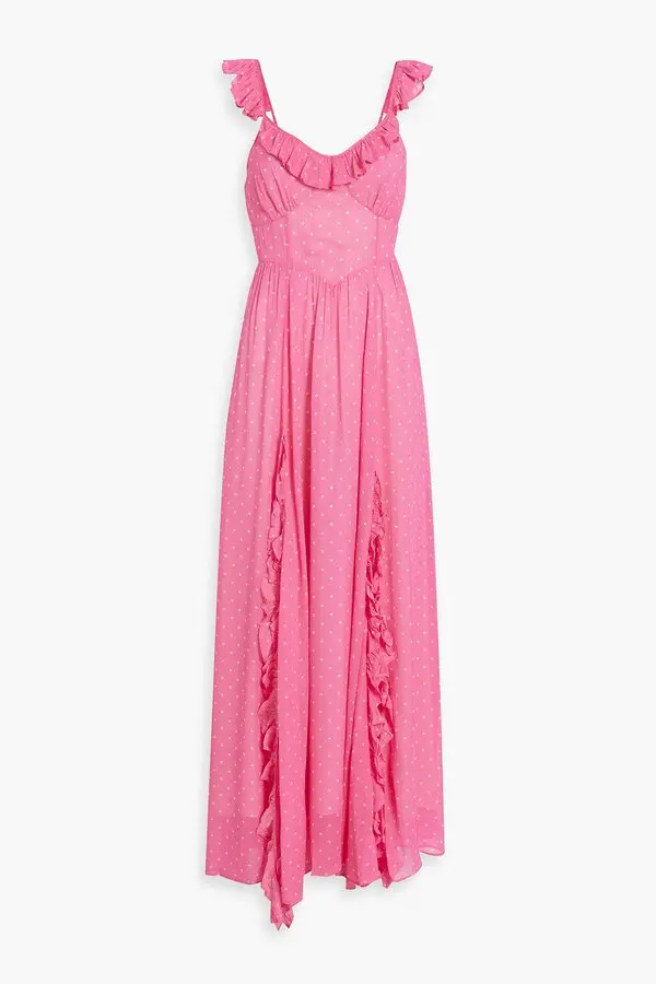 LoveShackFancy Junia Polkadot Chiffon Maxi Dress