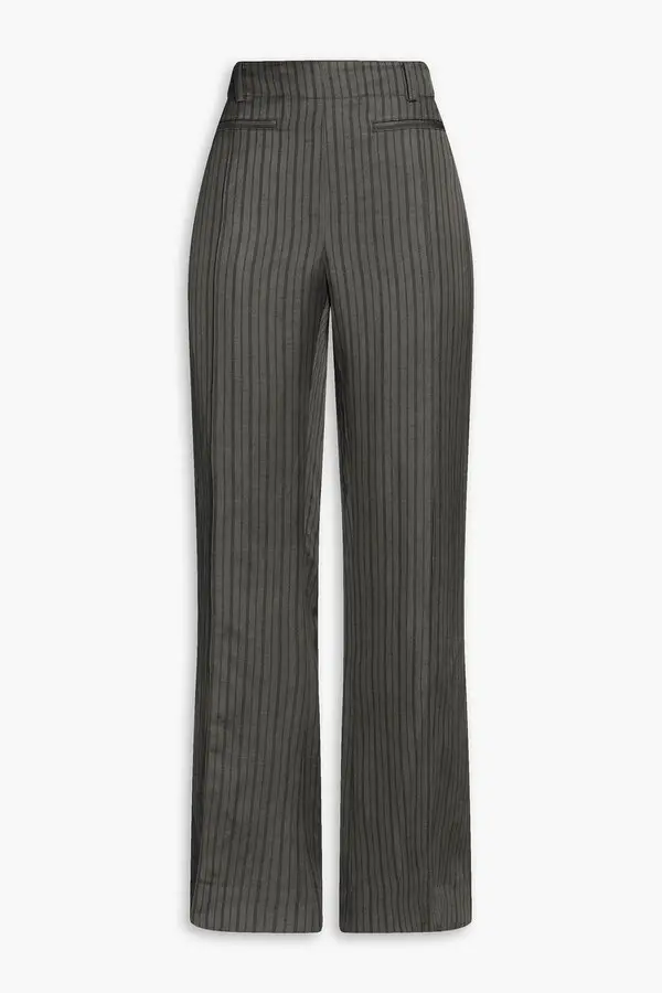 Acne Studios Striped Linen-blend Twill Wide-leg Pants - Anthracite