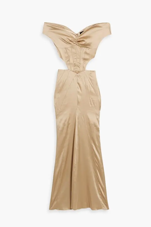 Retrofete Off-the-shoulder Silk-blend Gown