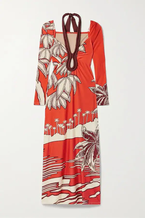 Johanna Ortiz Fuerza Espiritual Cutout Printed Stretch-Jersey Midi ...