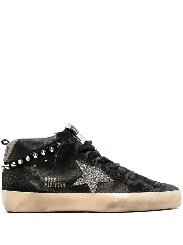Golden Goose Mid-Star Crystal-Embellished Sneakers Black
