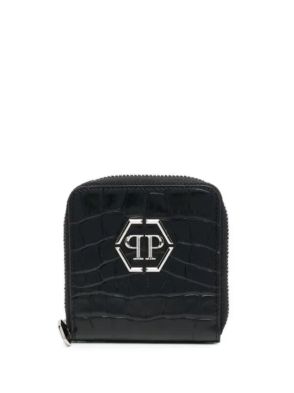 Philipp Plein Mini Crocodile-embossed Leather Wallet