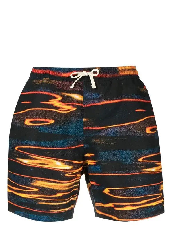 BLUE SKY INN Abstract-print Swim Shorts - Black
