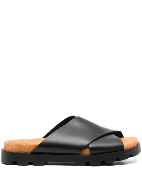 Camper Brutus Cross Strap Sandals - Black