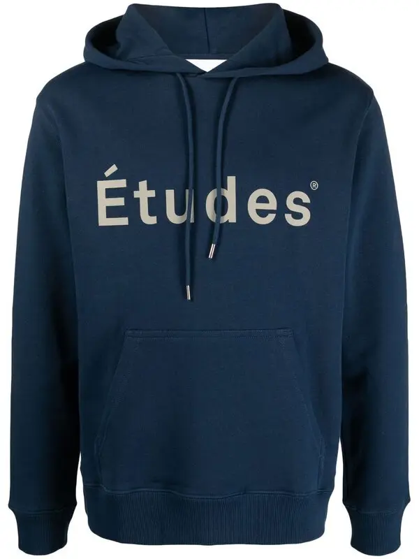 ÉTUDES STUDIO Logo-print Organic Cotton Hoodie - Blue