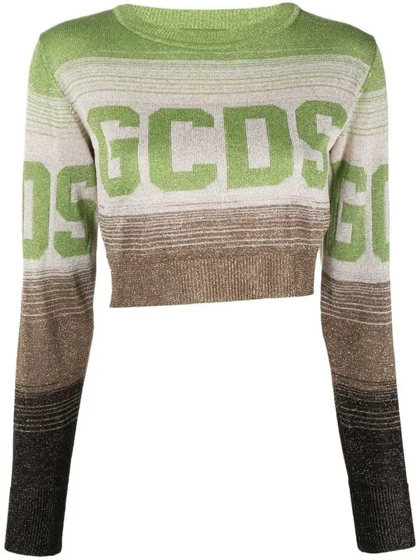 Gcds Logo-print Ombré Cropped Jumper - Neutrals