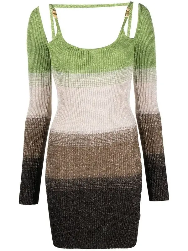 Gcds Knitted Striped Mini Dress - Neutrals