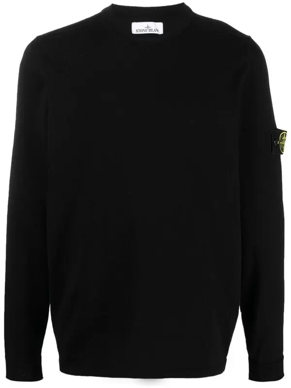 Stone Island Logo-patch Crew Neck Jumper - Black