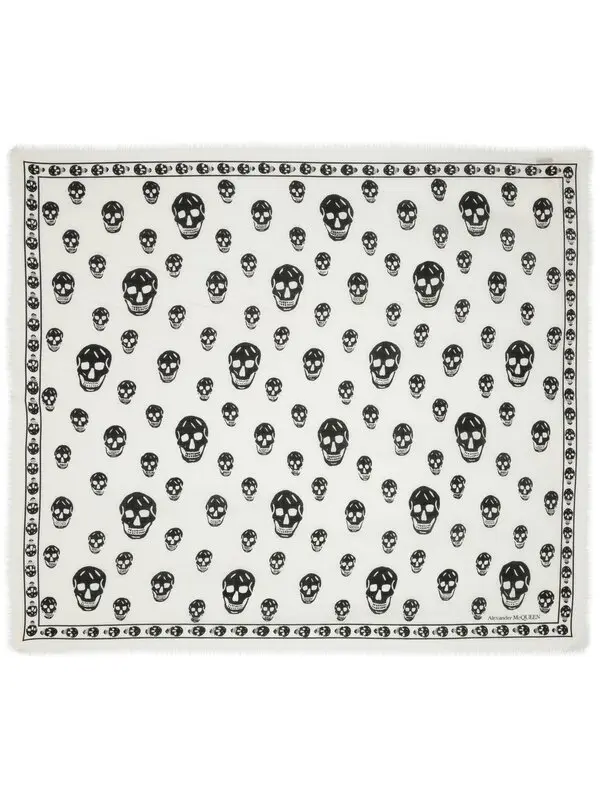 Alexander McQueen Skull-print Wool Scarf - White