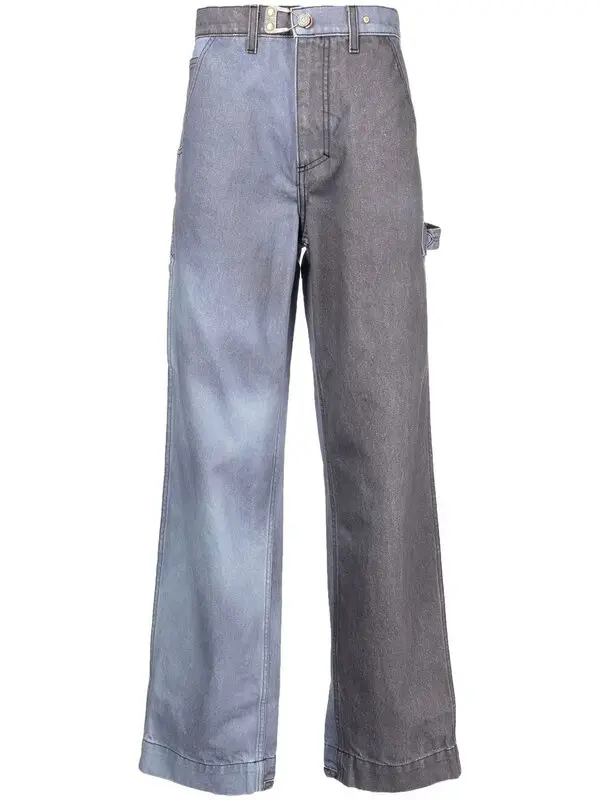 OBJECTS IV LIFE Two-tone Straight Denim Trousers