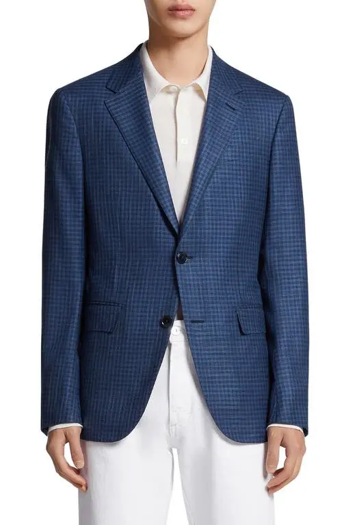 Zegna High Check Wool & Silk Sport Coat