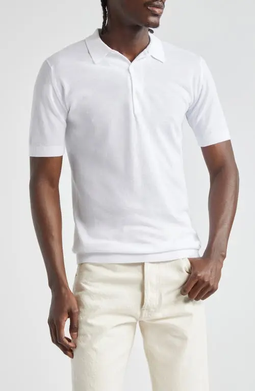John Smedley Roth Solid Sweater Polo - White