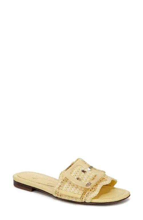 Sam Edelman Bambi Raffia Buckle Slide Sandal - Buttercup