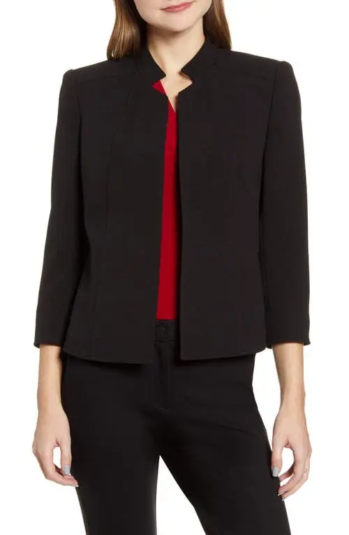 Anne Klein Crepe Open Front Jacket - Anne Blk