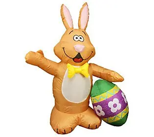 NORTHLIGHT 48' Inflatable Lighted Easter Bunny W/egg Decor