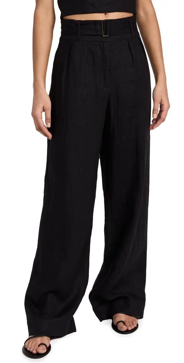 HEVRON Alina Pleated Pants - Black