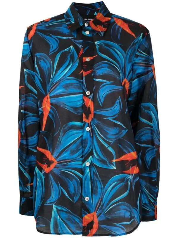 LOUISA BALLOU Night Blooming Shirt - Blue