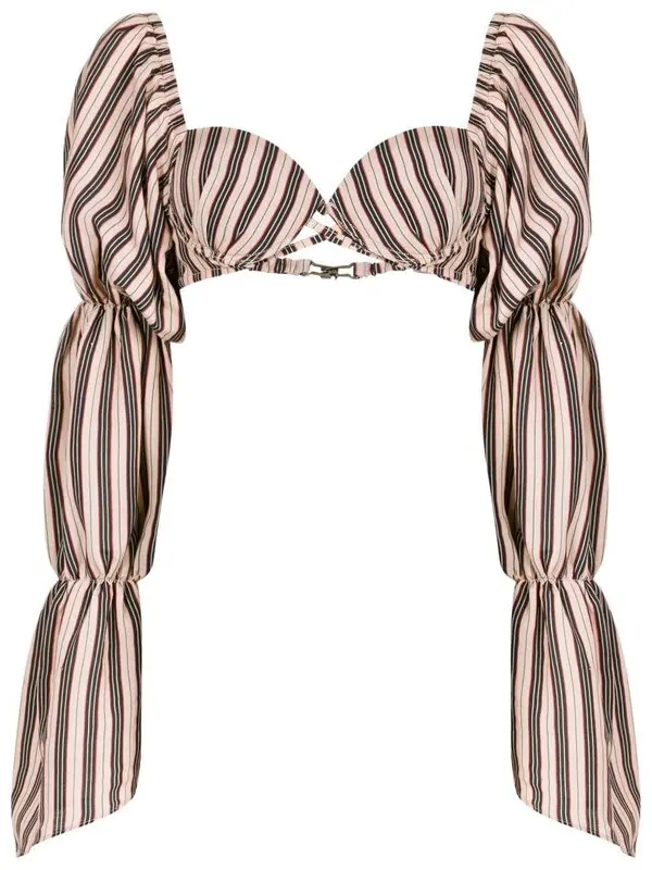 AMIR SLAMA Stripe-print Cropped Blouse