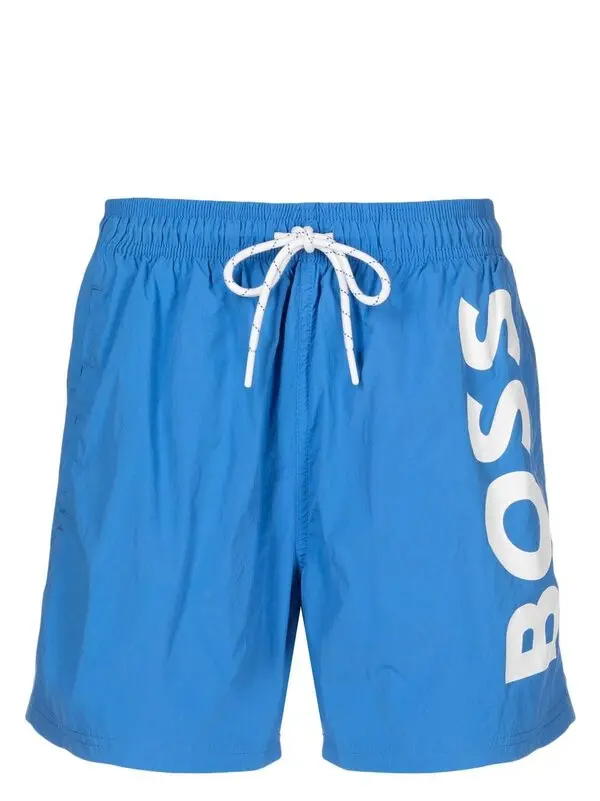 Hugo Boss Octopus Logo-print Swim Shorts - Blue