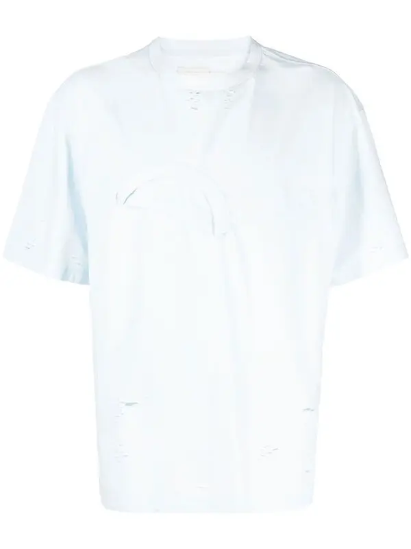 FENG CHEN WANG Double-layer Distressed Effect T-shirt - Blue