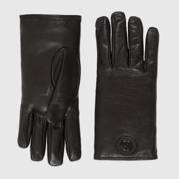 Gucci Leather Gloves With Double G - Black | Editorialist