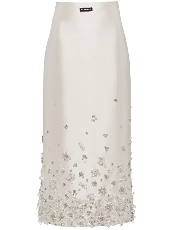 Miu Miu Floral-embellished Midi Skirt