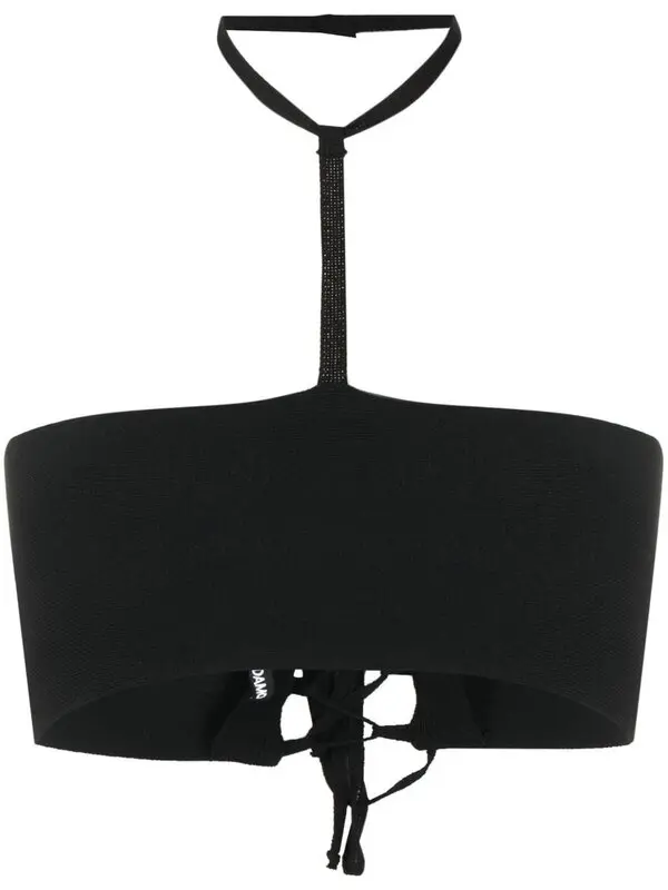 ANDREĀDAMO Lace-up Halterneck Crop Top