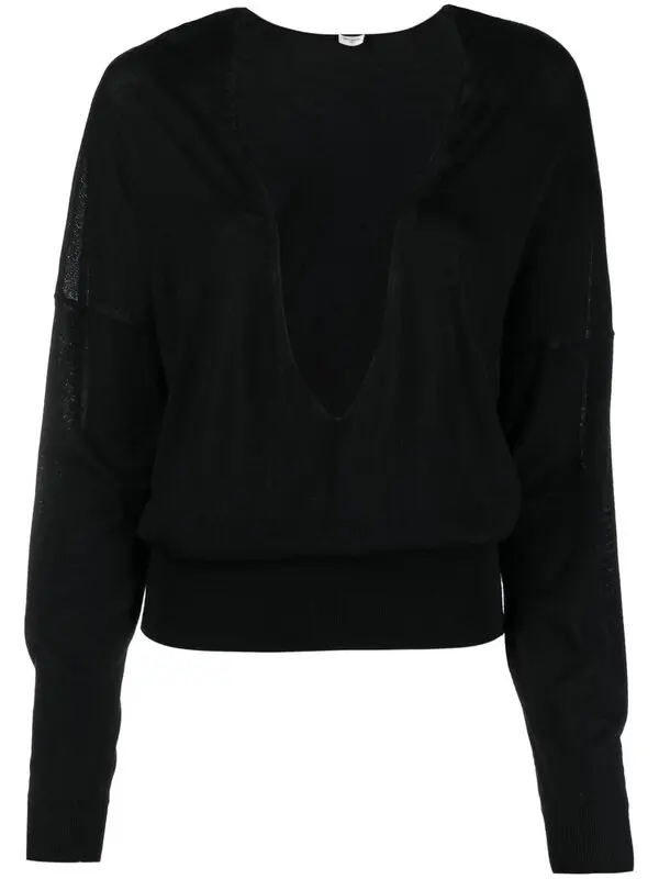 Saint Laurent Plunging V-neck Knit Top